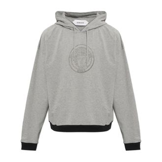 Versace Bedruckter Baumwoll-Jersey-Hoodie - - Sweatshirts & Hoodies - Herren - Grau - XL