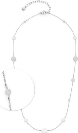 Leonardo Ciao Milla 024454 Collier court en acier inoxydable argenté avec plaquettes de différentes tailles 42-47 cm de long Bijou cadeau, 42 cm, Acier inoxyda