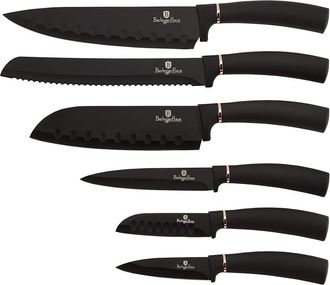 Berlinger Haus BerlingerHaus Haus Black Rose 6er-Set Profi-Küchenmesser, Klinge aus Edelstahl, Antihaftbeschichtung, Kochen Messer, Zwiebel, Brot, Santoku, Schälen, 