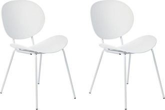 Beliani Esszimmerstuhl 2er Set Weiß Kunststoff mit Metallfüßen Skandi Modern für den Innenbereich Wohnzimmer Esszimmer Möbel Ausstattung Sitzmöbel