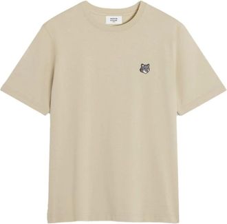 Maison Kitsun&eacute; Homme, Tops, Beige, Taille: 2XL T-Shirt Confort T&ecirc;te de Renard Fox Head
