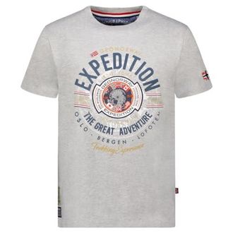 Geographical Norway Jaldemar Men - Tee Shirt Coton Homme - T Shirts Classique Ete avec Logo - Vetement Corps Manche Courte - Col V Coupe Reguliere Hommes - Été Toute Sais