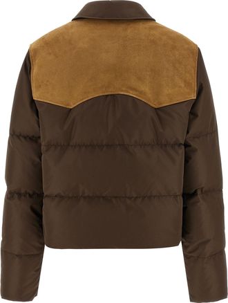 Miu Miu Pong&eacute; and Leather Down Jacket - Brown