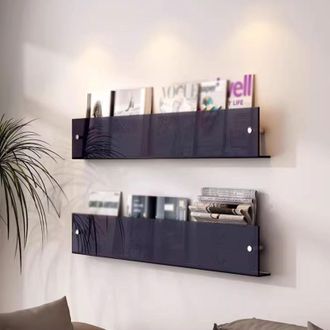 Generic Snackregale,Wandmontiertes Zeitschriftenregal aus transparentem Acryl,2- oder 3-st&ouml;ckiger Prospektst&auml;nder f&uuml;r B&uuml;ro,Kirche,Wartezimmer,Caf&eacute;,40,50,60,70