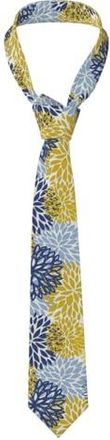 Generic Cravate DAffaires Fleur Dahlia Bleu Jaune Formelle Men Tie Confortable Cravate Pour Affaires Remise De Dipl&ocirc;me Accessoires
