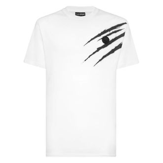 Plein Sport Homme, Tops, Blanc, Taille: 4XL T-Shirt Col Rond Scratch