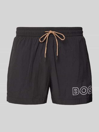 HUGO BOSS Regular Fit Badeshorts mit Label Print Modell MOONEYE