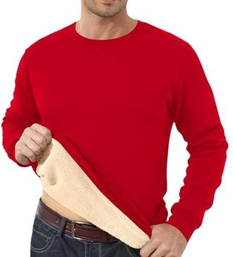 Generic Sweat-shirt sans capuche pour homme - Pull &agrave; col rond - Manches longues - D&eacute;contract&eacute; - Couleur unie - Coupe droite - Confortable - T-shirt de sport -