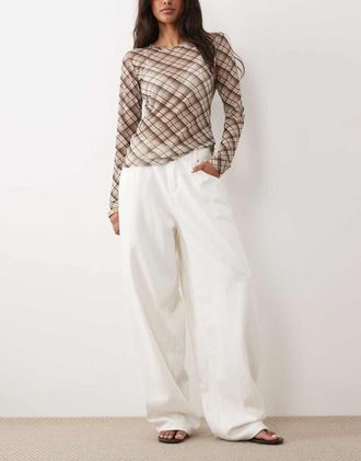 SNDYS Jean bouffant large en coton l&eacute;ger - Blanc