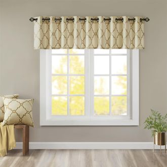 Madison Park Saratoga Fenstervorhang, Lichtfilterung, Laubsägearbeiten, Bedruckt, 1 Panel, Ösen, für Wohnzimmer, Schlafzimmer und Schlafsaal, 50 x 18 cm, Beige/Gol