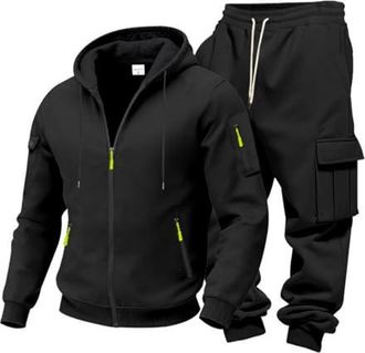 Generic Ensemble de surv&ecirc;tement pour homme avec fermeture &eacute;clair sur toute la longueur, plusieurs poches, sweat &agrave; capuche, pantalon de jogging, sport, d&eacute;contr