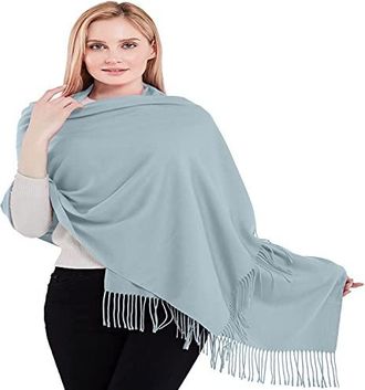 CJ Apparel Épais Châle Écharpe en Coton Mélangé - Design Couleur Unie, Couvre-Tête, Couverture Visage, Pashmina - Bleu Clair, Taille Unique