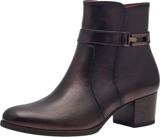 Tamaris Damen Absatzstiefelette Leder Blockabsatz bequem; MOCCA METALLIC, EU 39