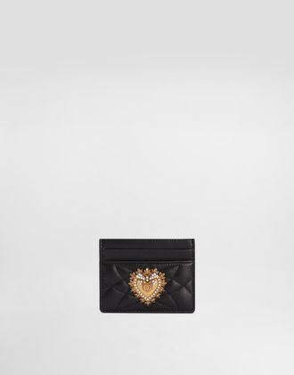 Dolce & Gabbana Devotion Kreditkartenetui - Frau Geldb&ouml;rsen Und Kleinlederwaren Schwarz Leder Onesize