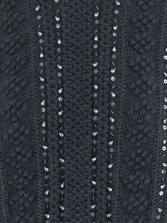 Jil Sander Womens Wool Sweater With Sequins - Dark Blue Virgin