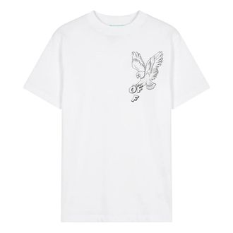 Off-white Homme, Tops, Blanc, Taille: S T-shirt en coton avec imprim&eacute;