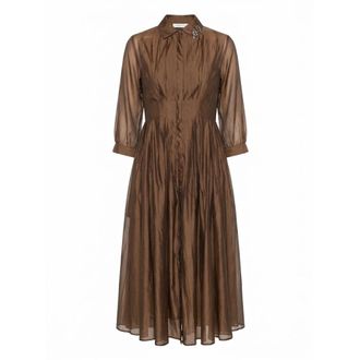 Max Mara Vetro Plissiertes Midikleid - - Dresses - Damen - Braun - S