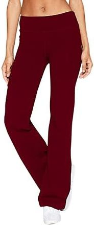 Generic Pantalon de yoga bootcut pour femme - Jambe large - Legging &eacute;vas&eacute; - Couleur unie - Mince - D&eacute;contract&eacute; - Sport - Entra&icirc;nement physique, bordeaux, M