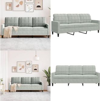 vidaXL Vidaxl - Canapé à 3 places Gris clair 180 cm Velours - Canapé Trois Places - Canapé Velours - Canapé Gris - Canapé Design - Meuble Salon - Home &