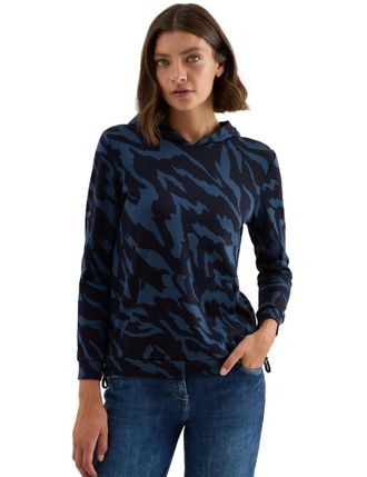 Cecil Damen 3227775 Gemustertes Kapuzenshirt, urban Dark Blue, XXL