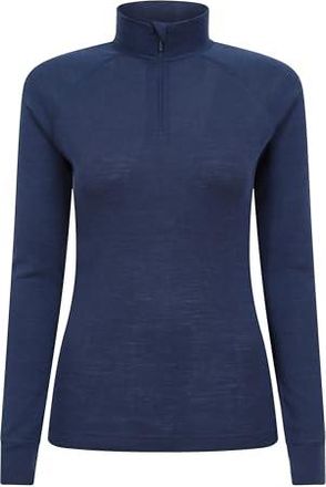 Mountain Warehouse Chandail de Base Thermique Merino pour Femmes - T-Shirt Thermique à Manches Longues pour Femmes, léger, Facile à Entretenir - idéal pour lHiver Bleu M