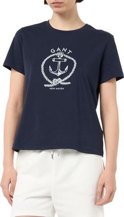 GANT Damen REG Graphic SS T-Shirt, Evening Blue, Large
