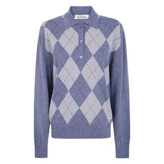 R&oacute;he Argyle Mouline Poloshirt - - Tops - Damen - Mehrfarbig - S