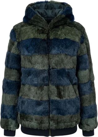 Mr & Mrs Italy Veste Bomber en Fourrure de Lapin Ray&eacute;e - Femme - Vestes - Multicolore - Taille: 36 FR