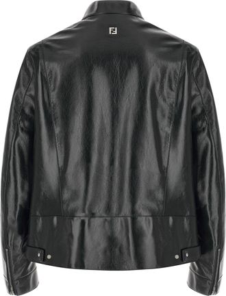 Fendi Lacquered Leather Biker Jacket - Black