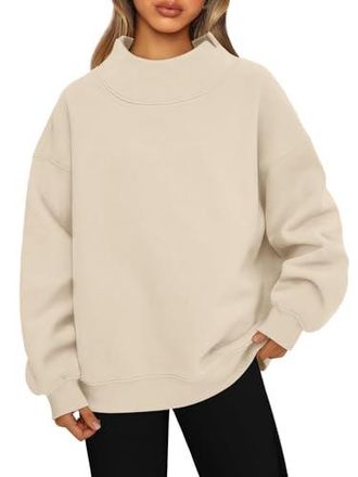Generic Pull oversize &agrave; manches longues et col roul&eacute; pour femme - D&eacute;contract&eacute; - Sans capuche - Doublure en polaire - Automne et hiver, abricot, XXL