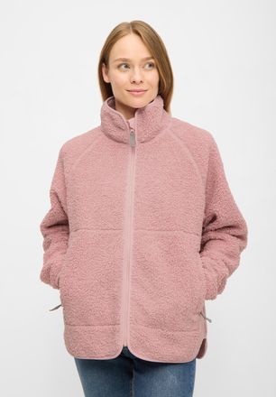 Derbe Fleecejacke DERBE Kuschelby, Damen, Gr. 34, rosa (coral blush), Obermaterial: 100% Polyester, relaxed fit, Raglan&auml;rmel normaler Saum, Jacken Fleecejac