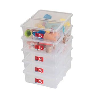 Sundis View Box, 10er-set Aufbewahrungsbox mit deckel, 5L, transparentem Kunststoff, stapelbar, ideal für Kosmetika, Schmuck, Stifte und Filzstifte, Nähzubeh