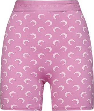 Marine Serre Femme, Shorts, Rose, Taille: 38 FR Moon Jersey Mini Shorts