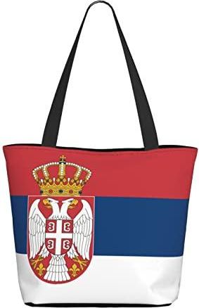 AOOEDM Sac shopping pour femme avec drapeau serbe 33 x 28 x 19 cm. Le cadeau parfait pour la Saint-Valentin. Cest de la Saint-Valentin pour maman, fille, &eacute;po