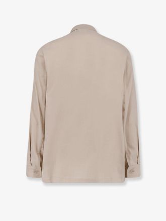 Hev&ograve; Mens Cotton Blend Shirt-Jacket Beige