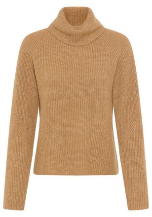 HUGO BOSS Strickpullover Falodina Premium Damenmode mit Rollkragen, Materialmix mit Alpaka