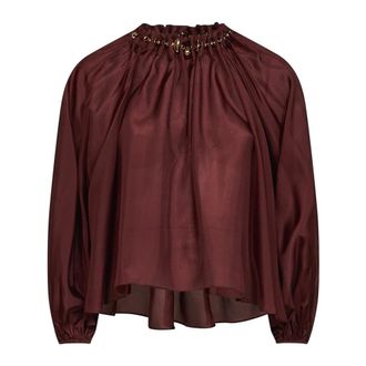 Zimmermann Femme, Blouses et Chemises, Brun, Taille: 40 FR Blouse Aster Perl&eacute;e et Fronc&eacute;e