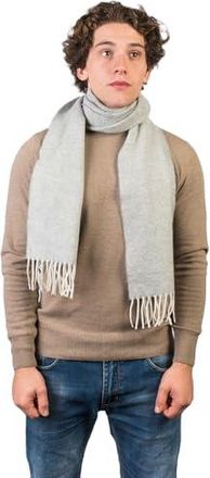DALLE PIANE CASHMERE Écharpe en laine et cachemire à chevrons, Made in Italy - Homme, Couleur: Gris clair, Taille unique