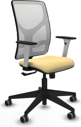 Piqueras y Crespo Schreibtischstuhl mit R&uuml;ckenlehne, R&uuml;ckenlehne mit Armlehnen in Wei&szlig; und Schwarz, h&ouml;henverstellbare Lendenwirbelst&uuml;tze, 3 Positionen, Wei&szlig; / Cremefarb