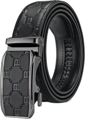Generic Ceinture automatique en cuir v&eacute;ritable pour homme, Noir, 120 cm