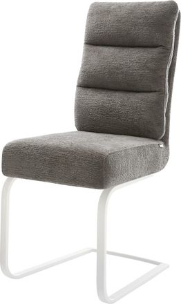 DELIFE Schwingstuhl Pela-Flex Freischwinger flach Wei&szlig; Boucl&eacute; Soft Schlamm Taschenfederkern