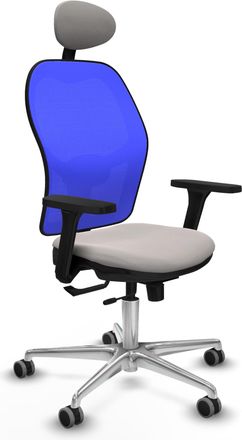 Piqueras y Crespo Ergonomischer Computerstuhl mit 3D-Armen, h&ouml;henverstellbarer Lendenwirbelst&uuml;tze und festem Kopfteil, ausgestattet mit Syncro/Traslack und injiziertem 