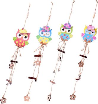 Holibanna 4 Stück Festival-Hängedekoration Vogelabschreckende Eule Eulenschmuck für zu Hause geldgeschenke Ostern ostergeschenke Ostern Eule Glocke Holzhandwerk