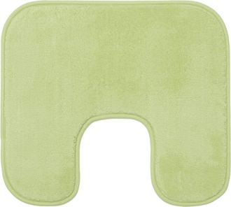 Gözze Premium Rutschfester Badteppich mit Ausschnitt, RIO, 100% Microfaser, Ideal als WC-Vorlage für Standtoilette, 50 x 45 cm - Limone