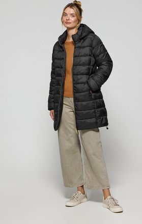 Polo Club Ultraleichter Mantel Cecilia schwarz mit abnehmbarer Kapuze und PC Stickerei