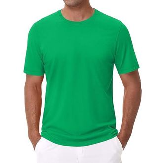 Generic T-shirt &agrave; col rond pour homme en coton, grande taille, t-shirt l&eacute;ger et respirant, d&eacute;contract&eacute;, professionnel, couleur unie, t-shirt de sport &agrave; manche