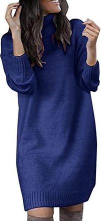 Generic NAFING Vetement Hiver Femme, Robe Pull Femme &Eacute;l&eacute;gante Robe En Tricot Col Rond Robe Noel Femme Confortable Et Douce Robe Boheme Sexy Tunique Automne Et