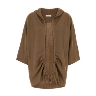 Max Mara Kapuzen-Cardigan mit Raffung vorne - - Knitwear - Damen - Braun - S