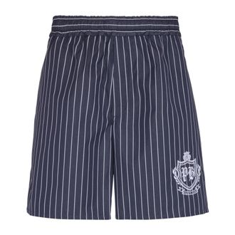 Balmain Gestreifte Pyjamashorts aus Popeine - - Shorts - Herren - Blau - L