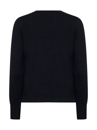 Blanca Vita Womens Crew-Neck Sweater Black Virgin Wool